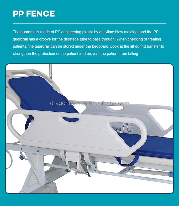 Emergency Hydraulic Patient Transport Stretcher Trolley Bed With Side ...