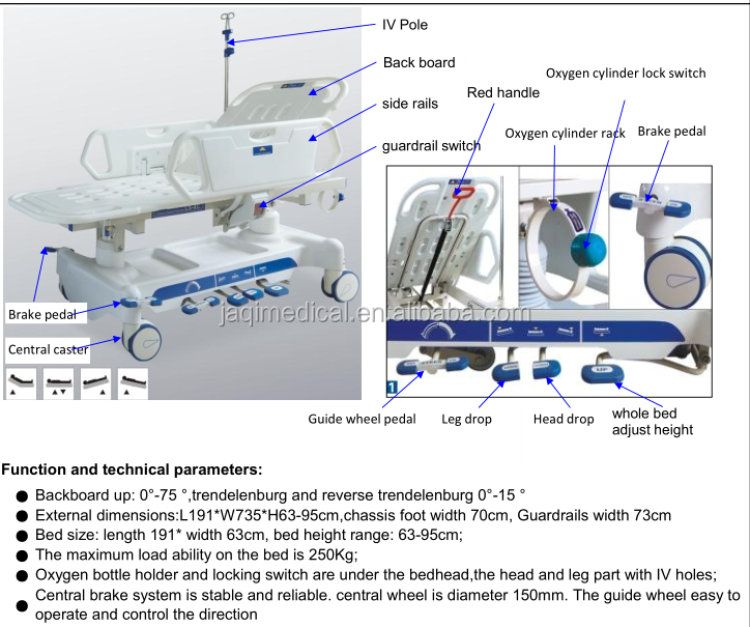 Jq-882 Operating Room Medical Transport Trolley Hydraulic Hospital ...