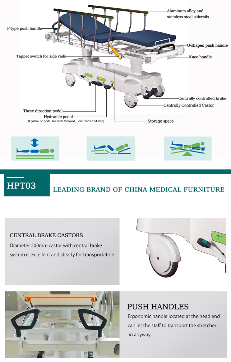 Orp-hpt03 Cheap Ambulance Stretcher Luxury Hydraulic Pump Stretcher ...