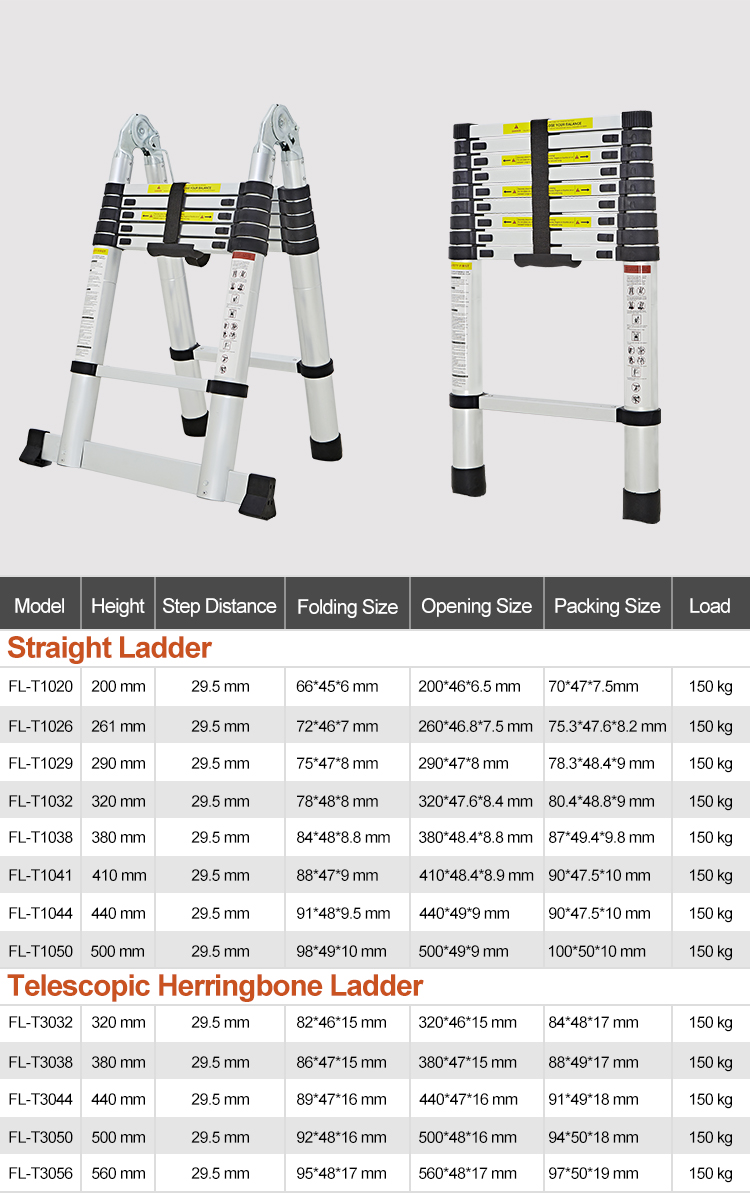Uni-silent Steps Folding Telescopic Aluminum Ladder Extension Ladder ...