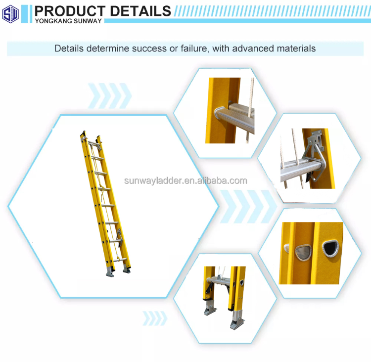 En131 Red And Yellow Frp Ladder Aluminum And Fiberglass Extension ...