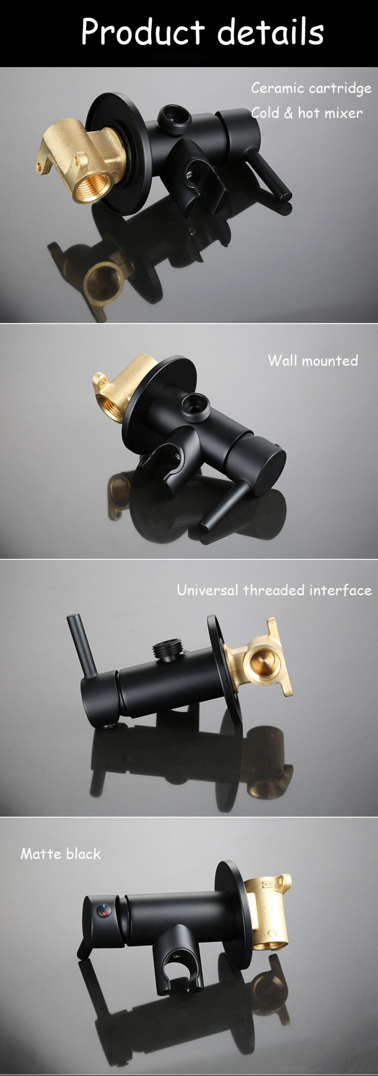 Wall Mounted Matte Black Ceramic Cartridge Bidet Toilet Single Handle ...