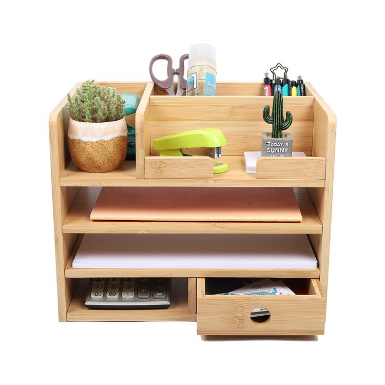 Wooden Desk Organizer Pencil Holder Cosmetic Storage Desk Box Home ...