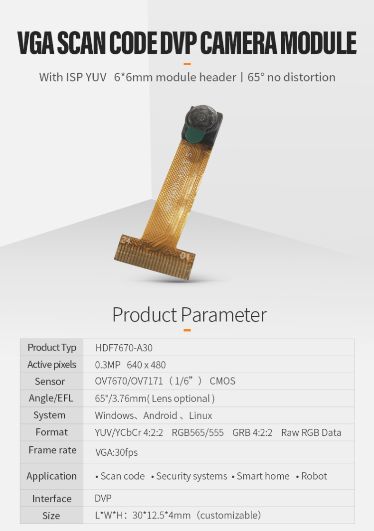 Buy Wholesale China 30w Vga 480p Ov7670 Cmos Dvp With Isp Yuv Qr Barcode Scanner Camera Module ...