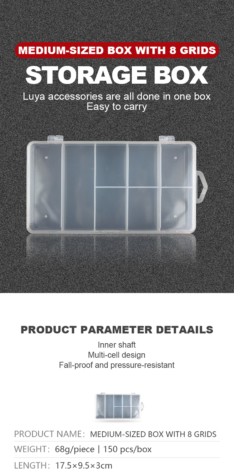 Accessories Bait Box 17.5*9.5*3cm 8 Lattice Transparent Plastic Storage ...
