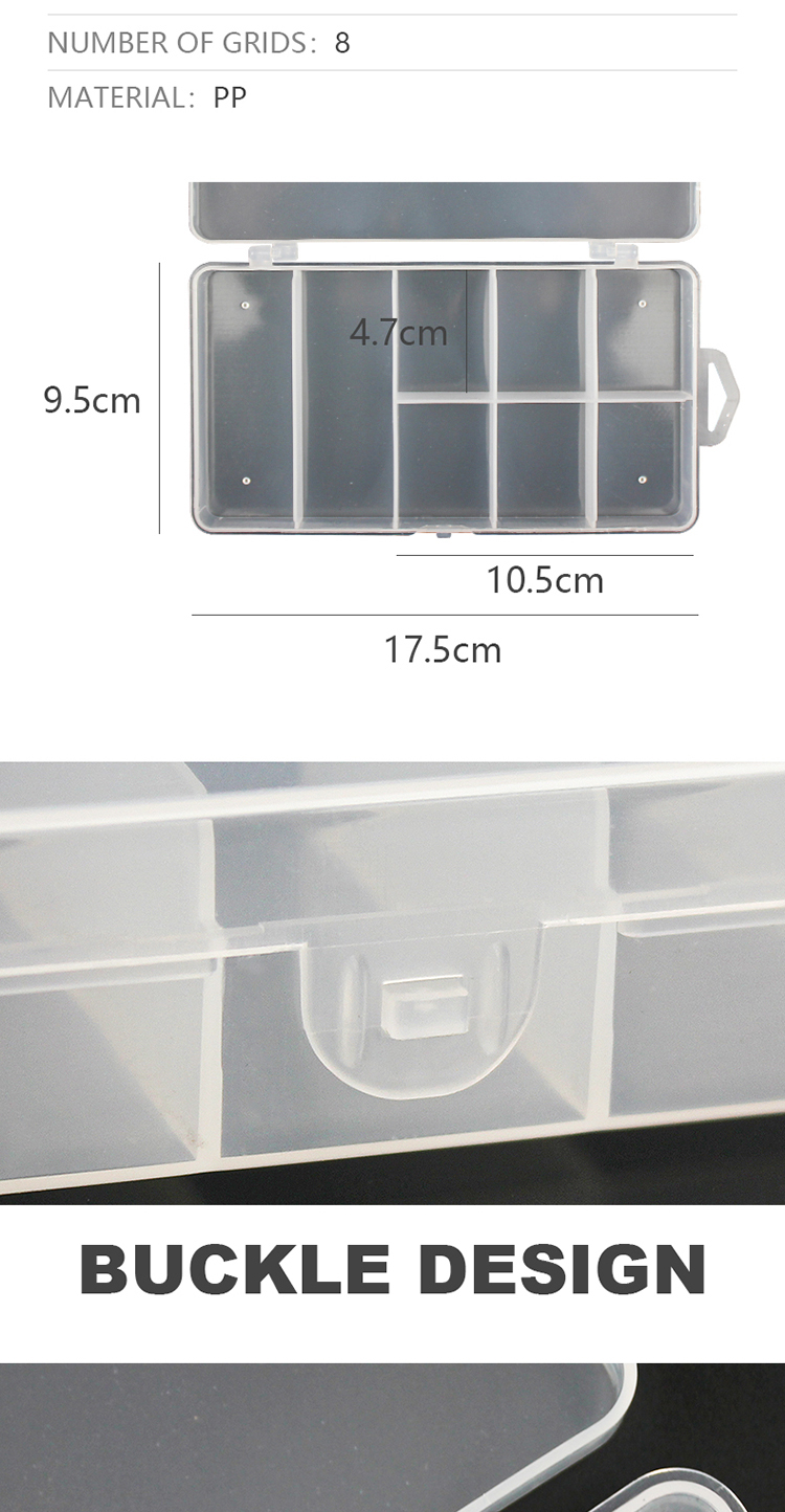 Accessories Bait Box 17.5*9.5*3cm 8 Lattice Transparent Plastic Storage ...