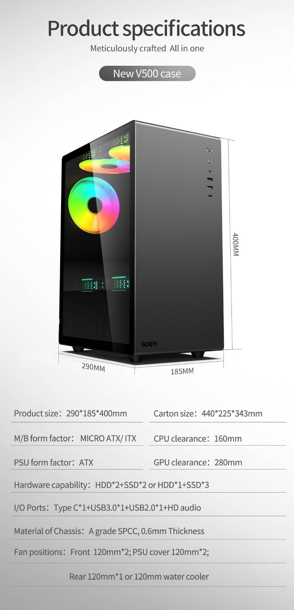 Buy Wholesale China Custom Soeyi Slim Microatx Computer Housing & Tower ...