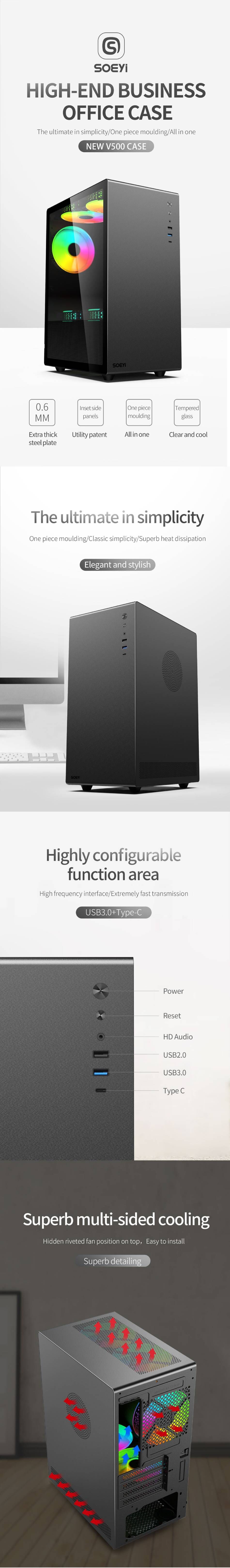 Buy Wholesale China Custom Soeyi Slim Microatx Computer Housing & Tower ...