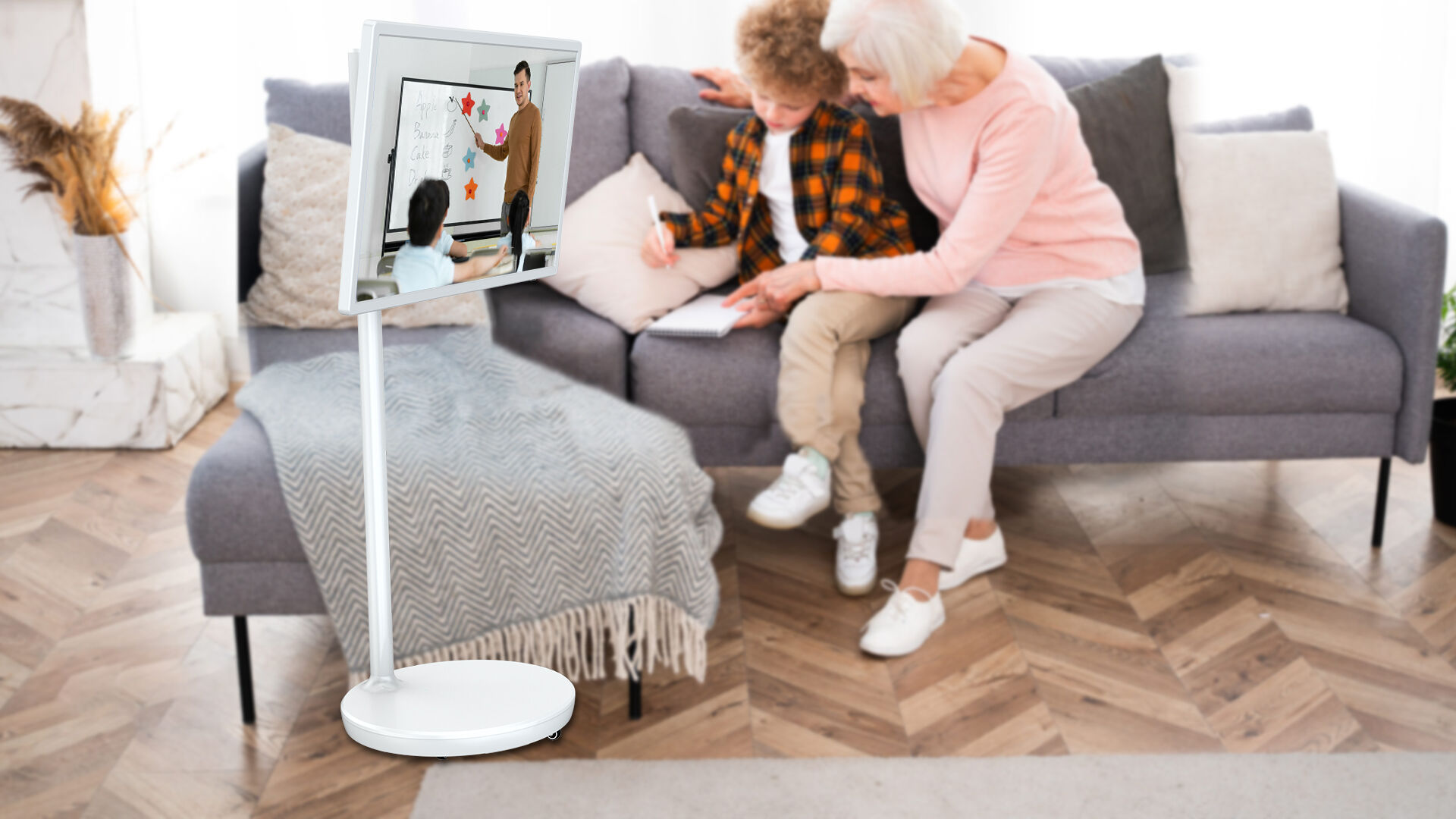 32 Inch 4-in-1 Hybrid Quad Core Cortex A55 Rolling Smart Monitor, Smart ...