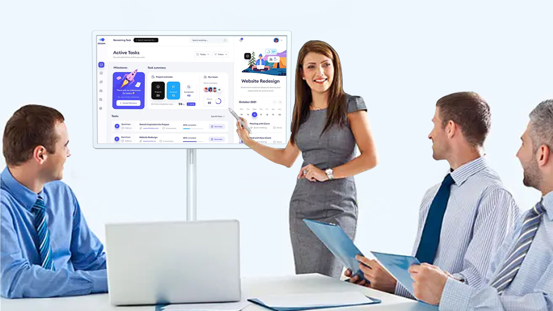 32 Inch 4-in-1 Hybrid Quad Core Cortex A55 Rolling Smart Monitor, Smart ...