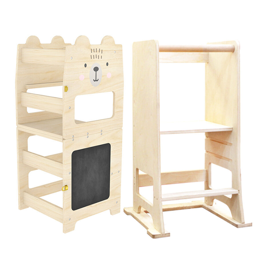 Montessori Wooden Kitchen And Bathroom Helper Step Stool Learning Tower ...