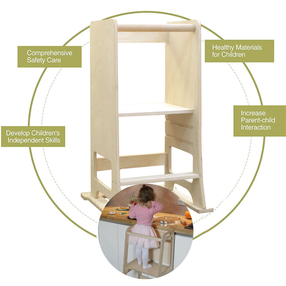 Montessori Wooden Kitchen And Bathroom Helper Step Stool Learning Tower ...