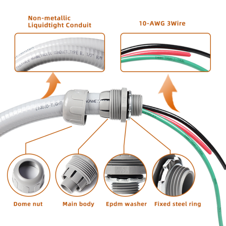 Non-metallic Liquid Tight Flexible Conduit Pvc Electric Cable Wire ...