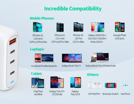 Gan 60w 140w 4 Ports Desktop Charger Multi Function Pd3.0 Qc3.0 Fast ...