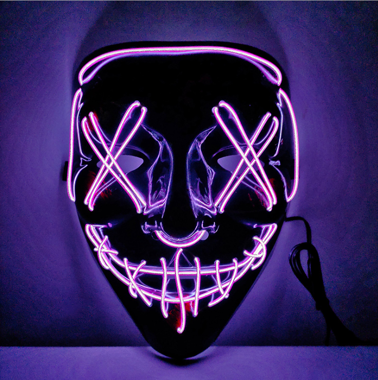 Buy Wholesale China Halloween Mask Led Glowing Mask Black V Word With ...