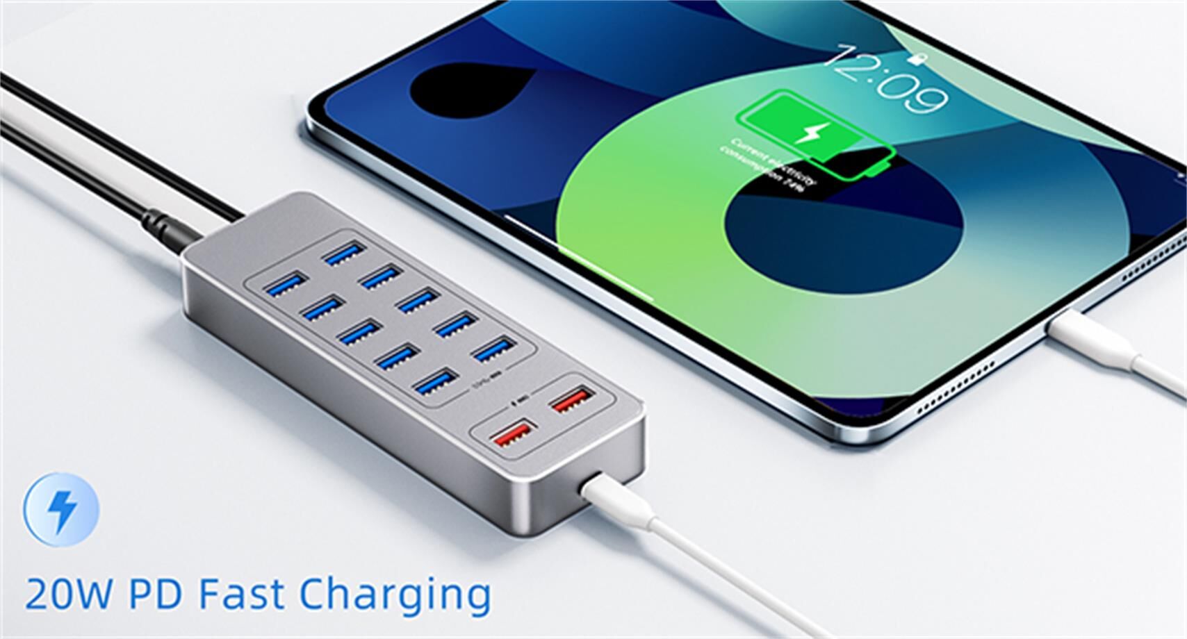 Odm Oem Usb C Hub A To C-10*usb3.0 2*usb A Qc3.0 Usb C 5v/3a ...
