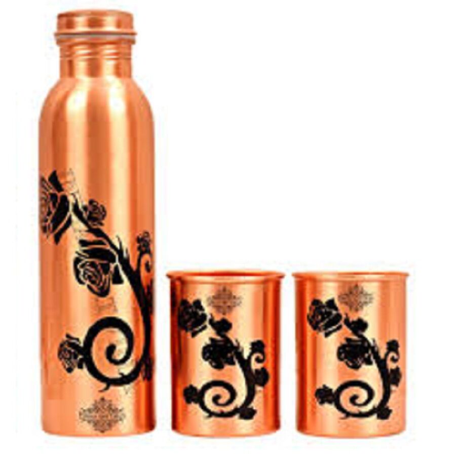 Buy Wholesale India Modern Copper Water Bottle Printed Design With ...