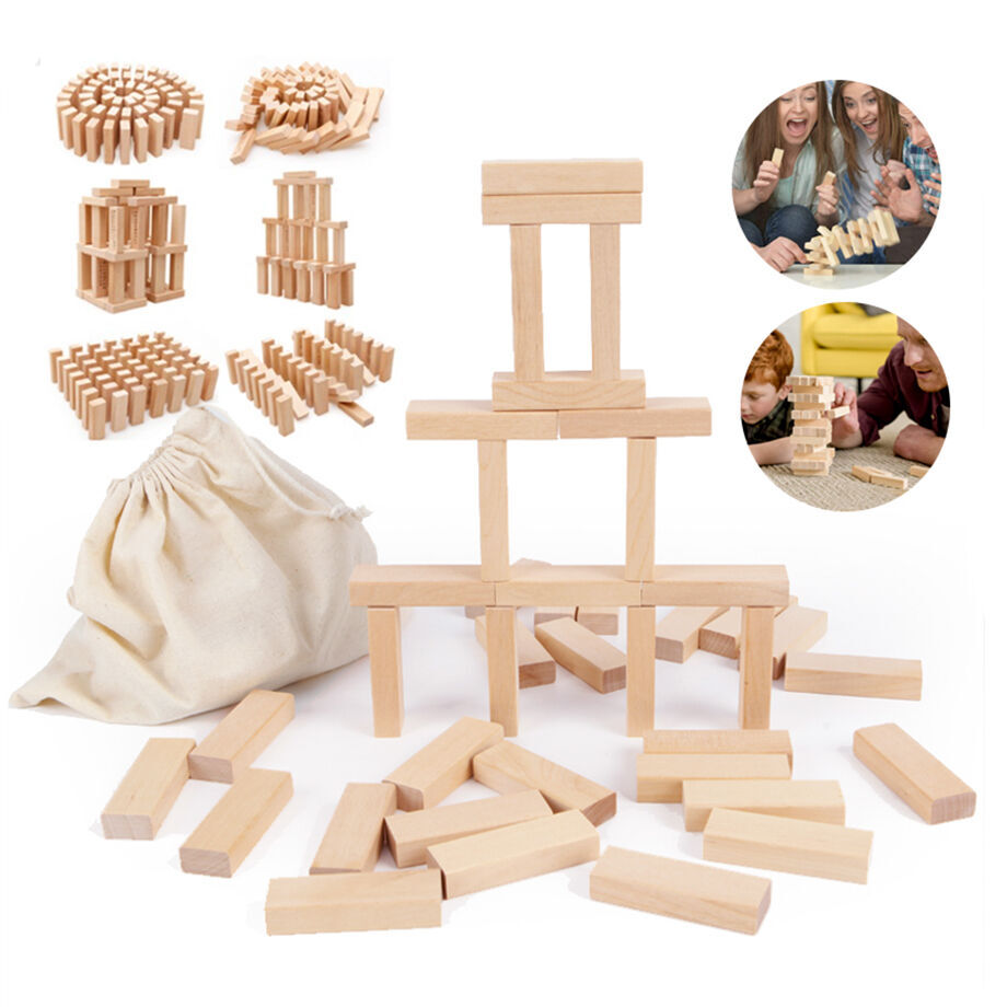 54 Outdoors Yard Game Pieces Pinewood Wooden Block Stacking Tower Game ...