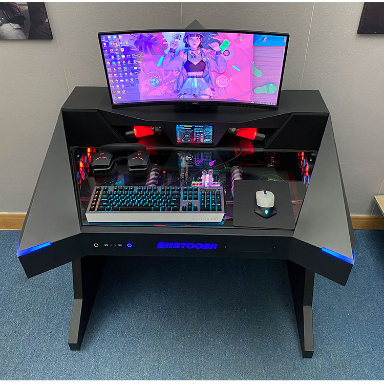 Gamer Tempered Glass Side Panel Table Pc Desk Rgb Water-cooling ...