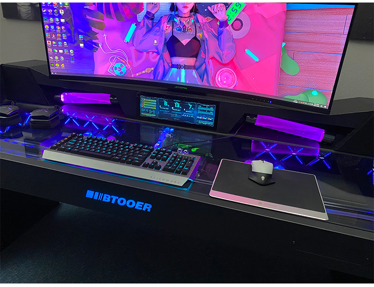 Gamer Tempered Glass Side Panel Table Pc Desk Rgb Water-cooling ...