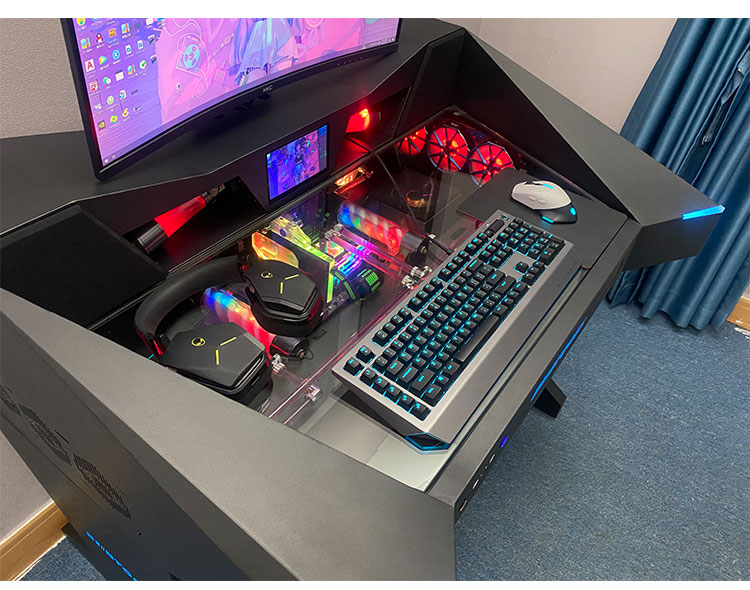 Gamer Tempered Glass Side Panel Table Pc Desk Rgb Water-cooling ...