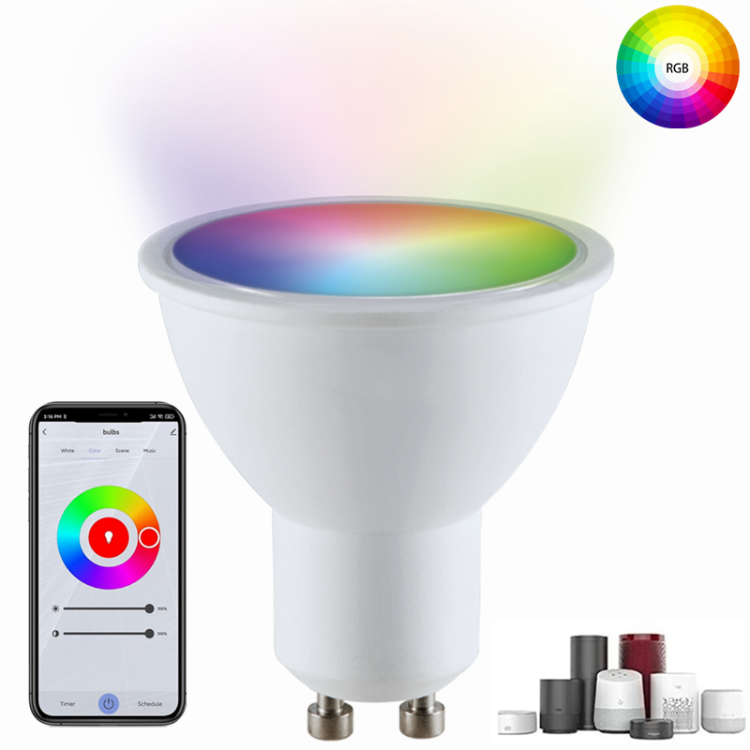 2023 New Zigbee Gu10 Rgbcct Spotlight Color Changing Bulb Dimmable ...