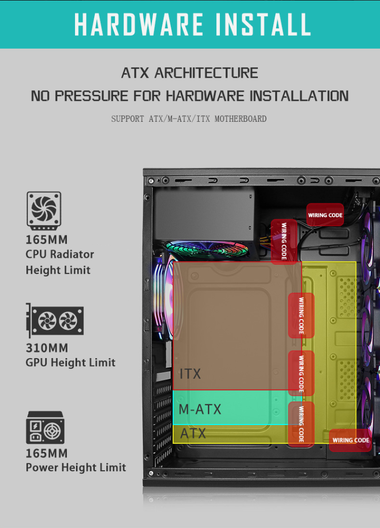 Fast Delivery Atx Gaming Computer Case Towers Multiple Hardware ...