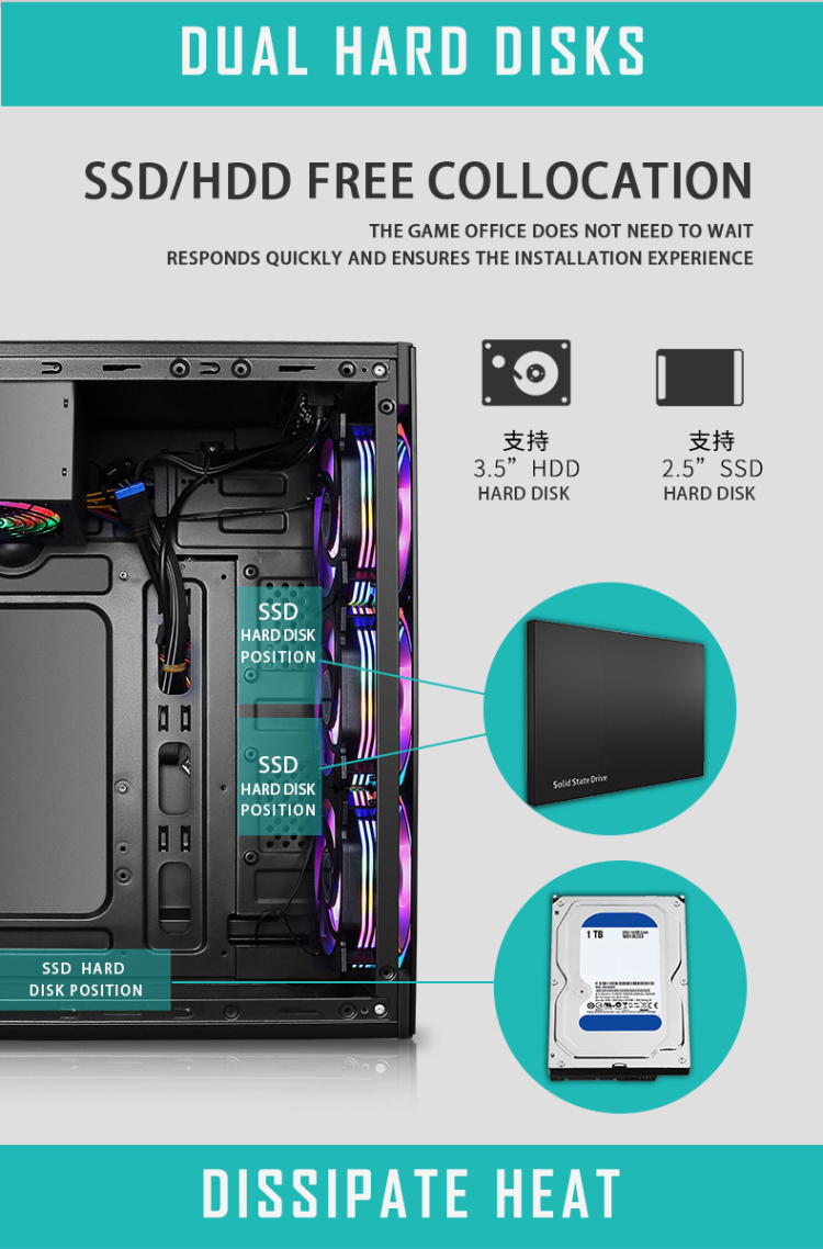 Fast Delivery Atx Gaming Computer Case Towers Multiple Hardware ...