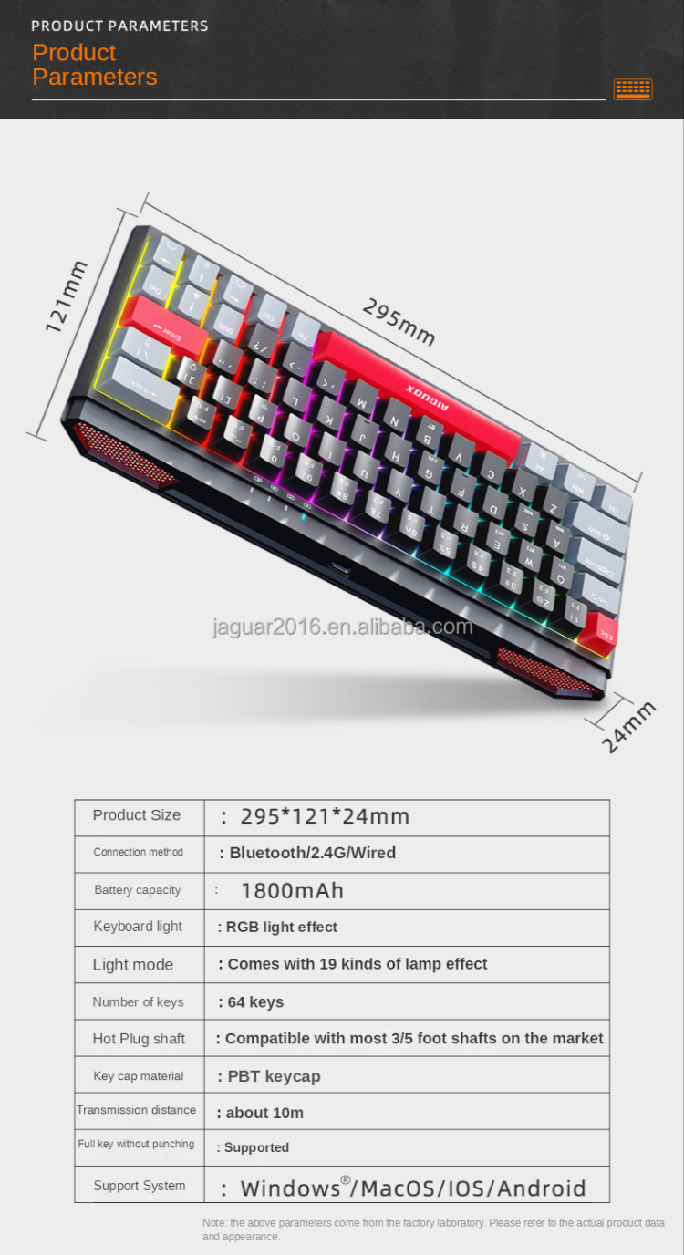 Patriotism Gk-64 Key Hot Plug Wireless Mechanical Gaming Keyboard Rgb ...