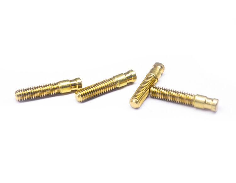 Custom Gold Plated Brass Screw Machining Insert Knurled Threaded Pin ...