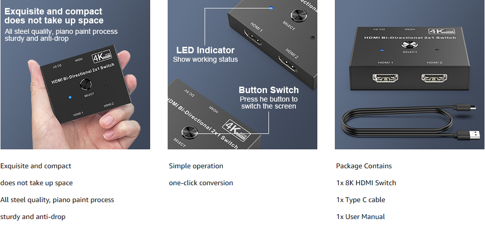 Buy Wholesale China 1mii Hdmi 2.0 Switch 4k@60hz Steel Material Anti ...