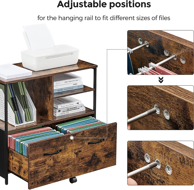 Wood Mobile Pedestal Filing Cabinet With Drawer Simple Office Locker ...