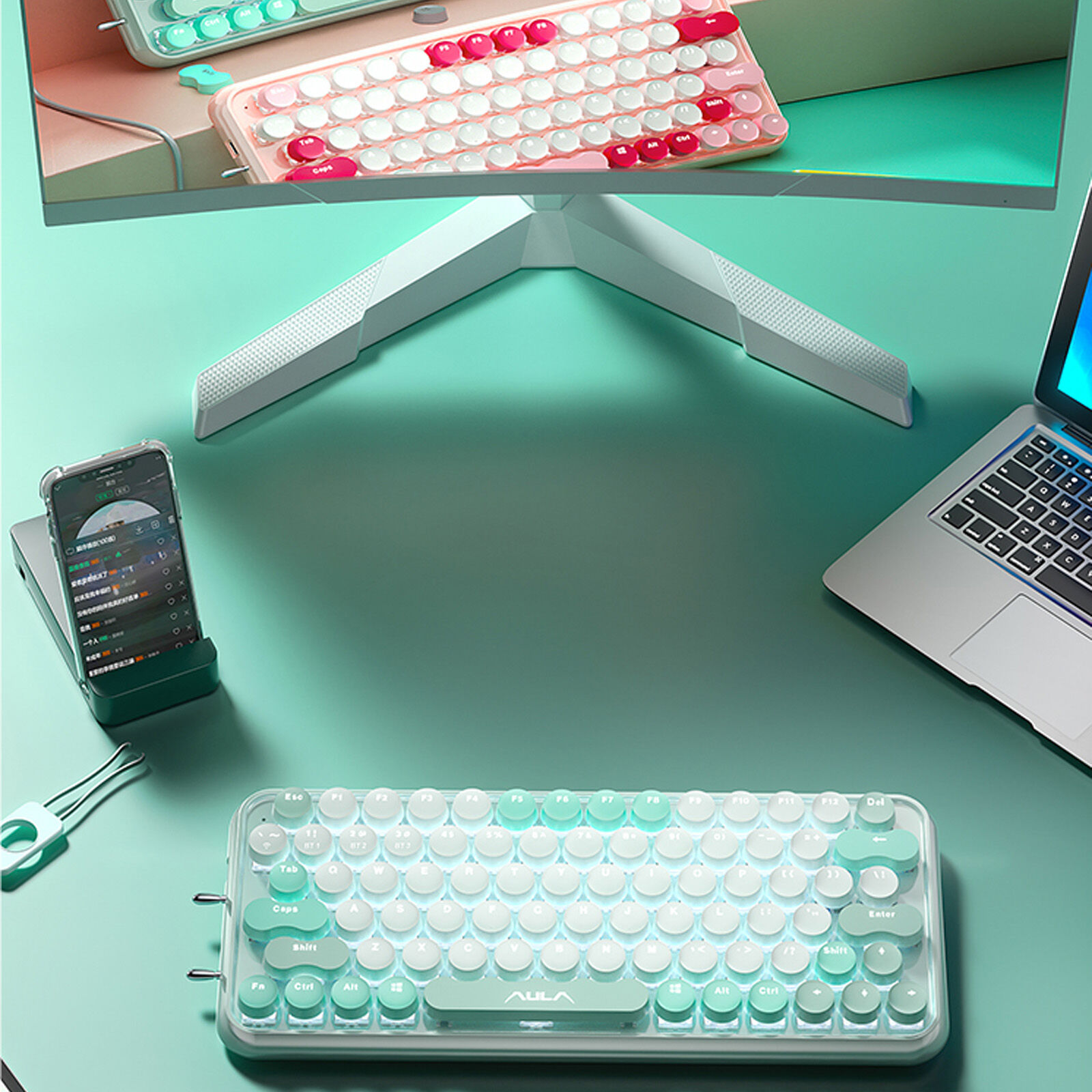 Buy Wholesale China Oem Wired+2.4g+bluetooth Rainbow Mechanical ...