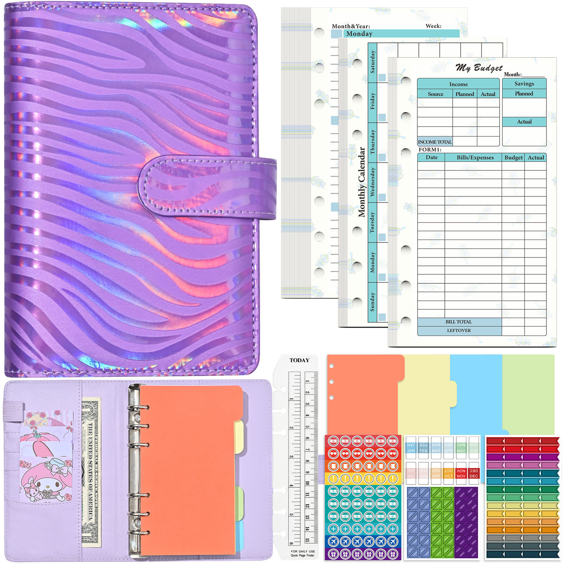 Budget Binder Kit –purple Budget Binder Money Wallet Organizer Planner ...