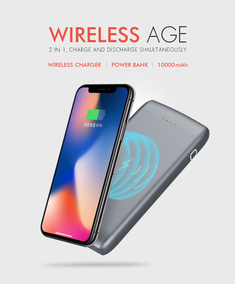 Wst High Density 10000mah Li-polymer Battery Powerbank Wireless Charger ...