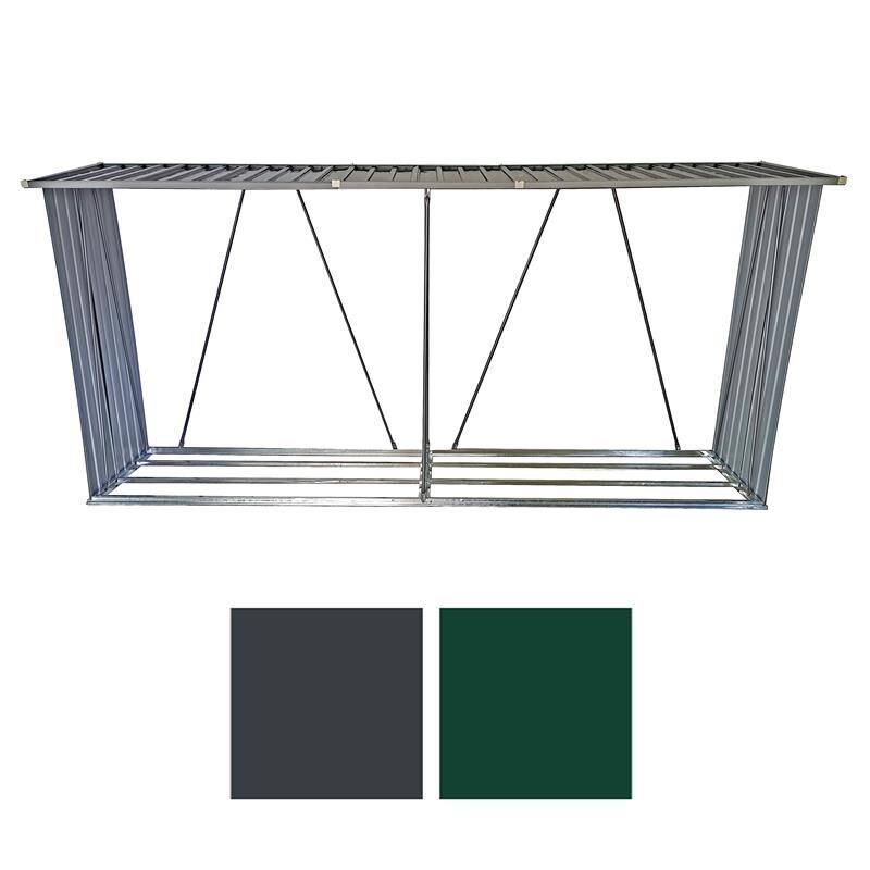 L329xw91xh154cm Besto Garden Shed Galvanized Steel Gray Log Stand Log ...