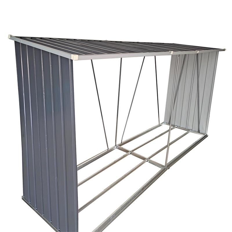 L329xw91xh154cm Besto Garden Shed Galvanized Steel Gray Log Stand Log ...