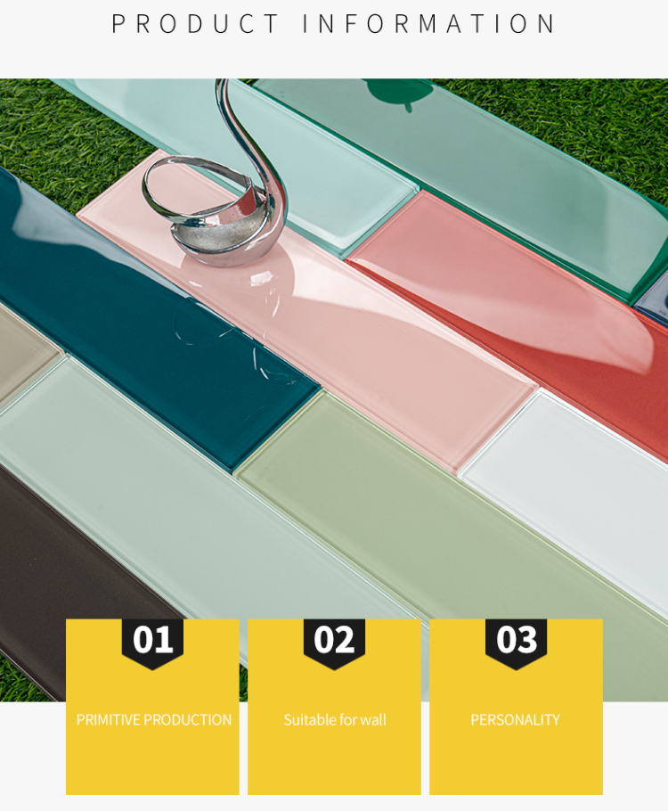 Hand Painted 3" X 6" Glass Mosaic Subway Tile, Backsplash For Kitchen ...