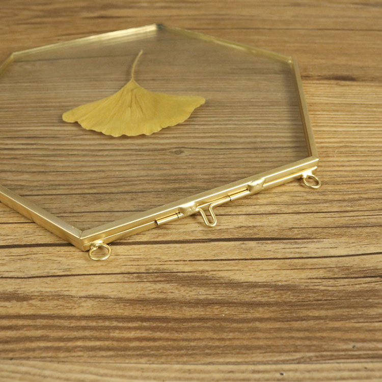 Maxery Modern Wall Hanging Brass Hexagon Glass Artwork Photo Picture ...