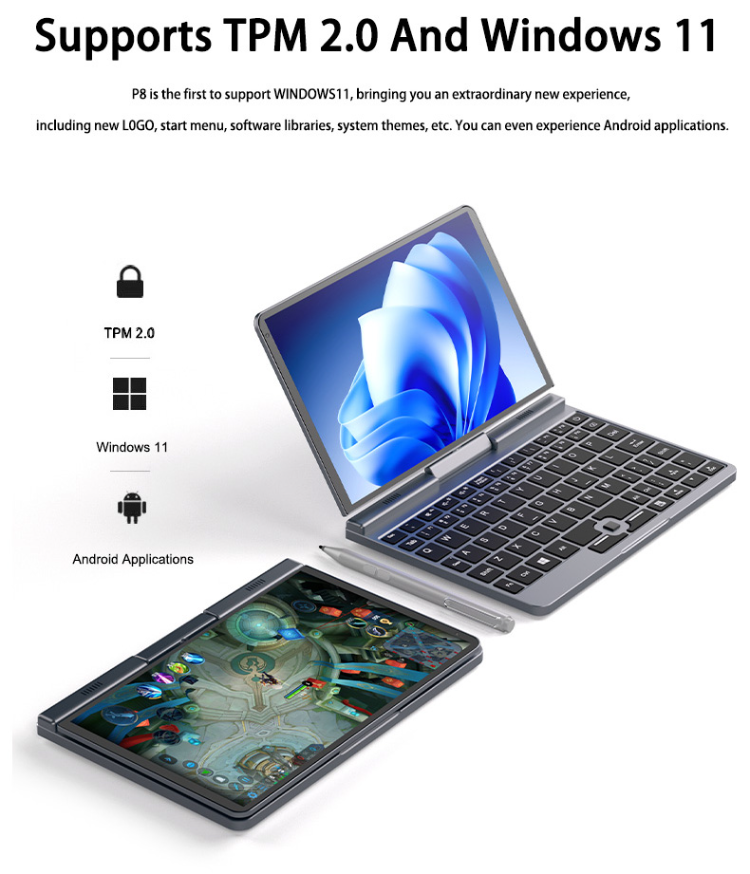 Crelander 2 In1 Mini Laptop 8 Inch Intel Alder Lake N100 Cpu Touch ...