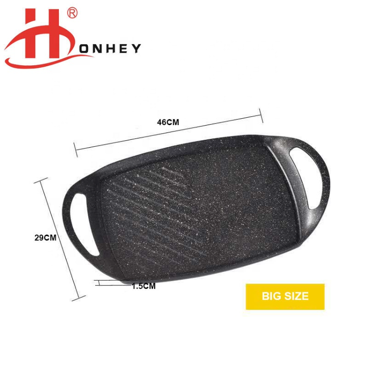 Rectangle Nonstick Marble Coating Die Cast Aluminum Griddle Bbq Grill ...