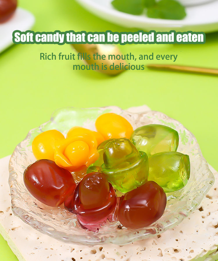 Wholesale New Creative Product Soft Candy Grape Mango Import Candy Shape Peeled Soft Candy ...