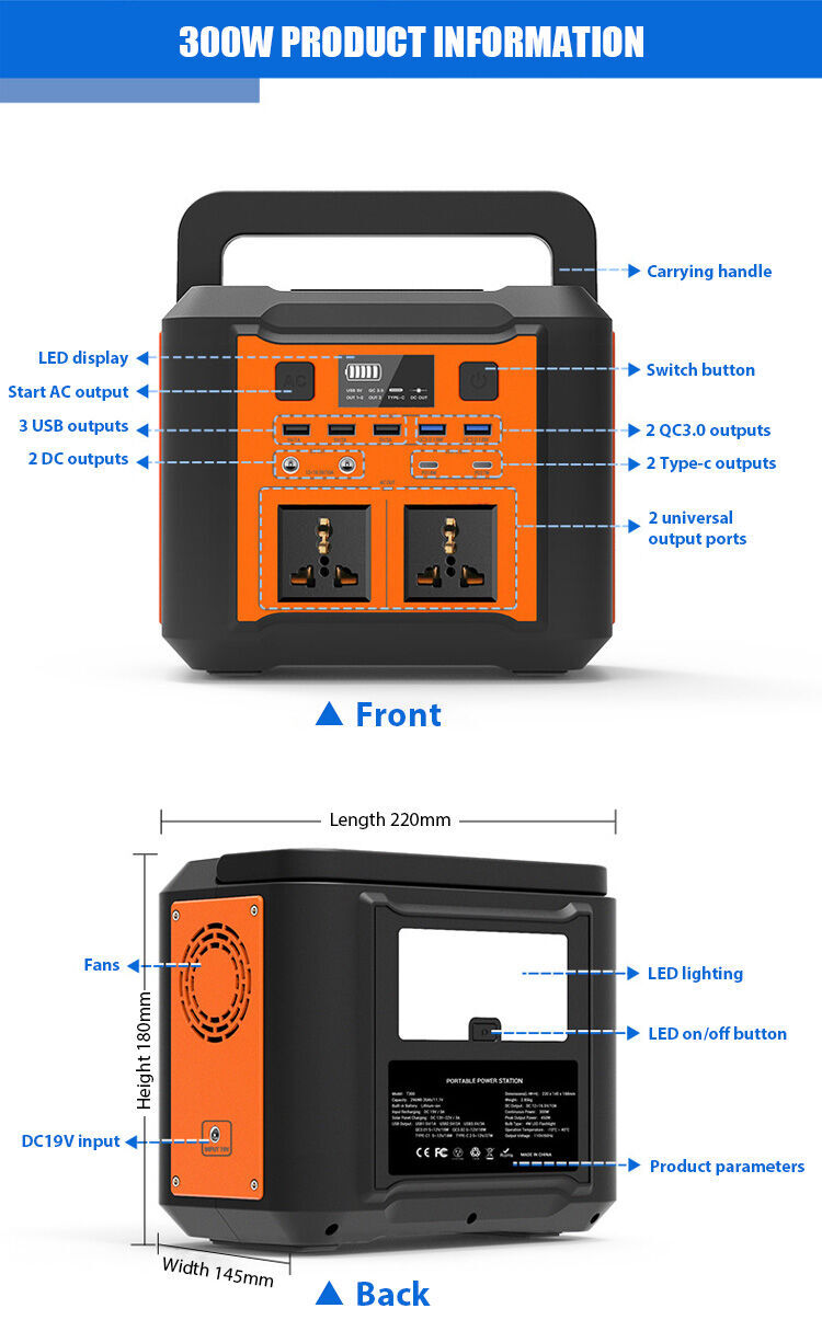 High Capacity Portable Power Station 80000mah 296wh 300w Energy Storage ...