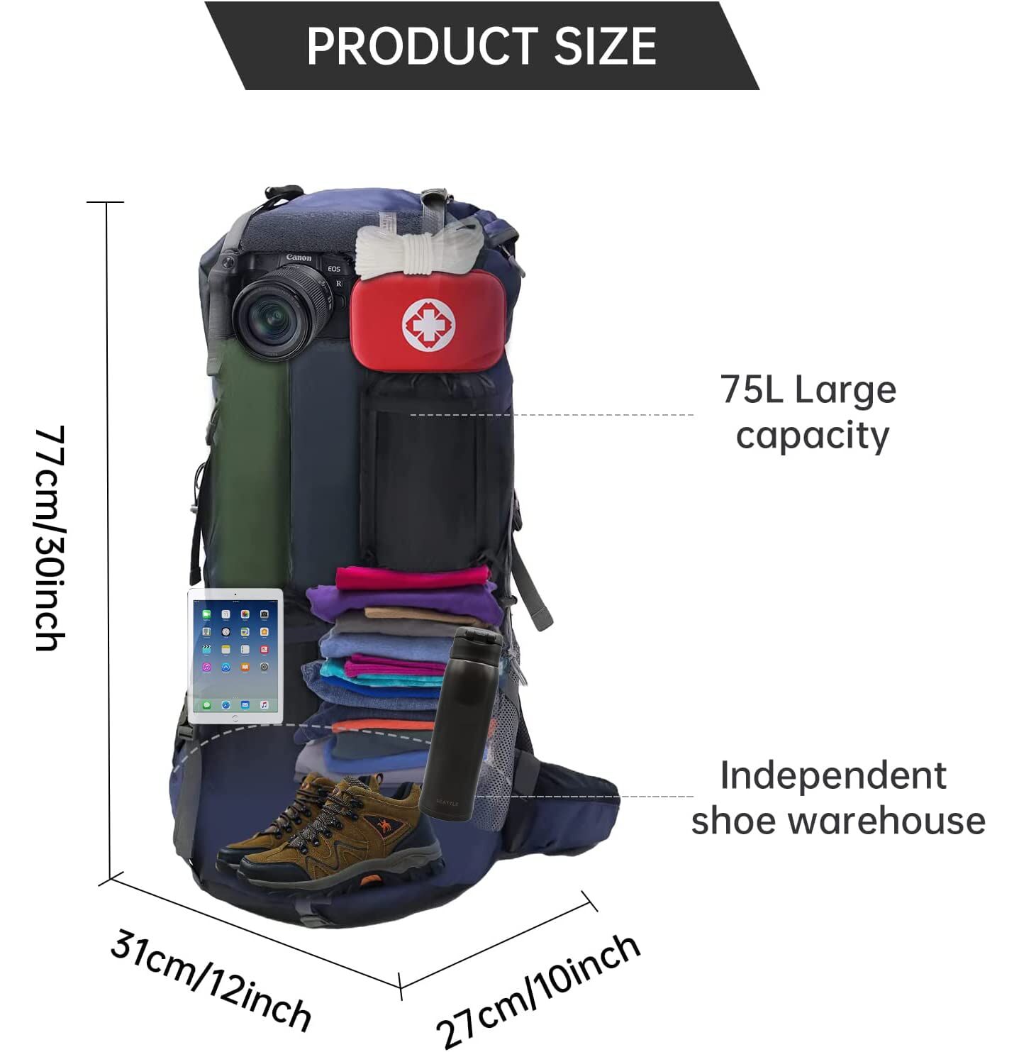 Buy China Wholesale 70l Camping Hiking Backpack With Rain Cover ...