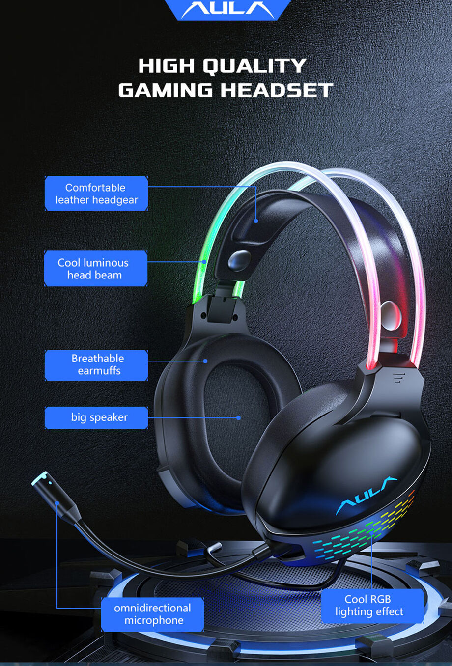 Buy Wholesale China Soai Wired Gaming Headset Rgb Cool Lighting Effect ...