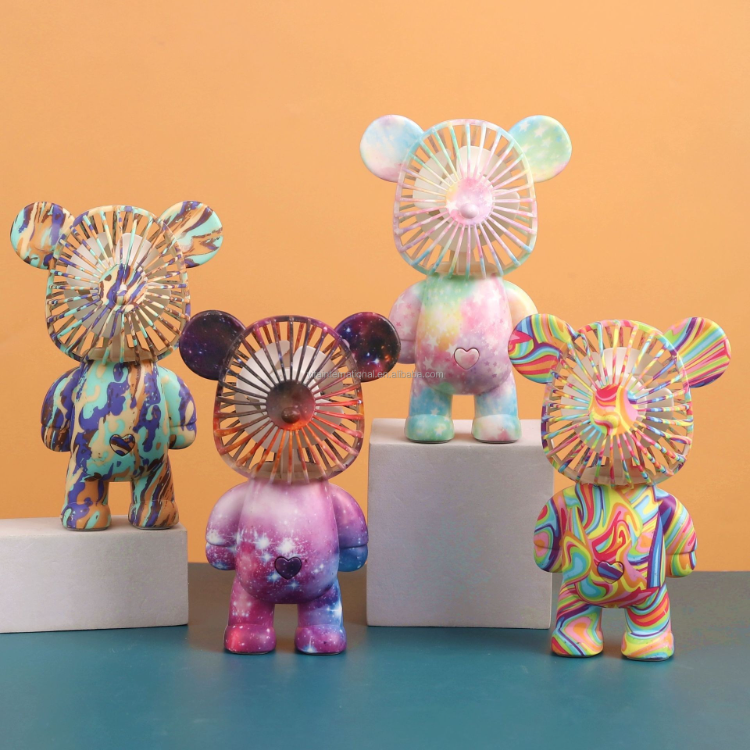 Buy Wholesale China Mini Bear Hand Rechargeable Fan Colorful Gradient ...