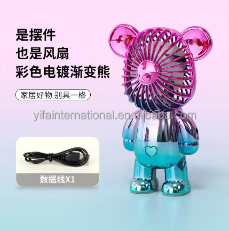 Buy Wholesale China Mini Bear Hand Rechargeable Fan Colorful Gradient ...