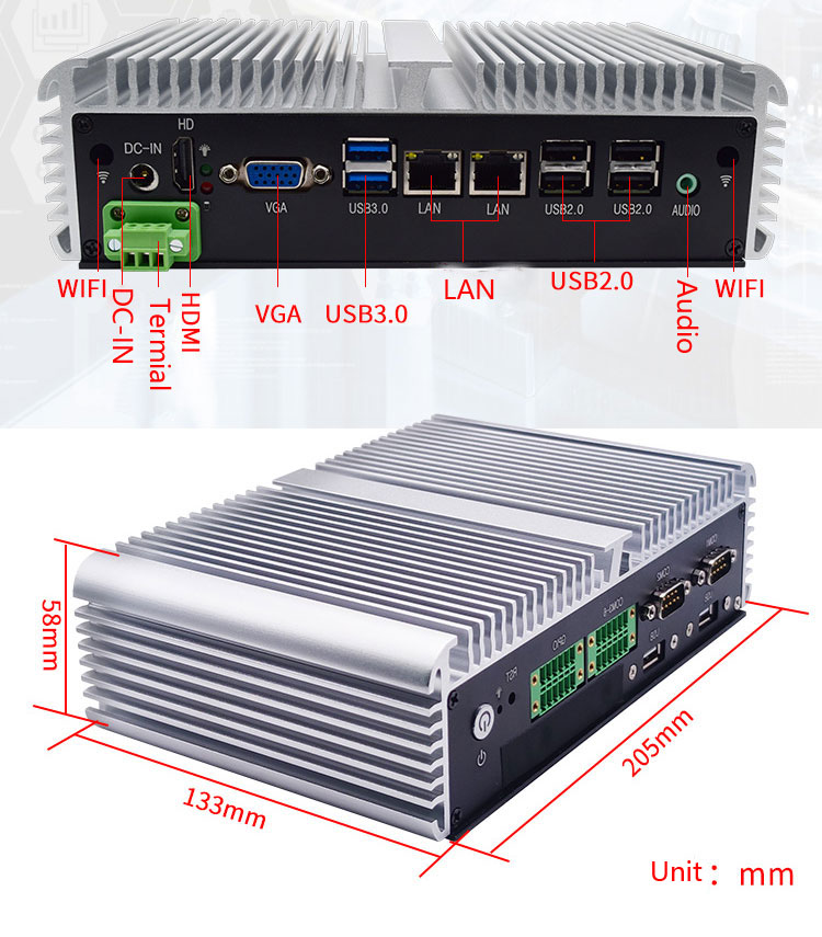 Hot Sale Hongiptc Embedded Computer Type Core I3 4005u 4010u Fanless ...