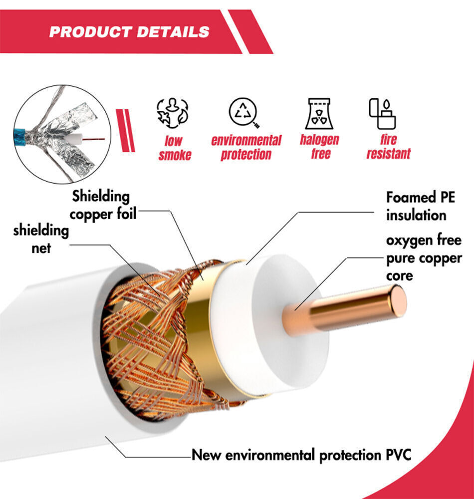 75oh Commscope Siamese Messenger 100m/200m/roll Cable Wires With Power Cable Cctv Catv Rg6 Rg11 ...