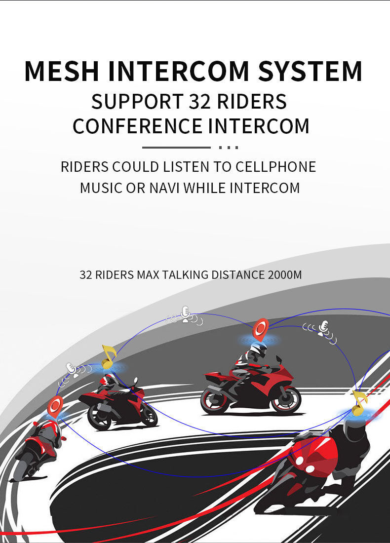 Buy Wholesale China 32 Riders Bluetooth Wireless Helmet Intercom Mesh ...